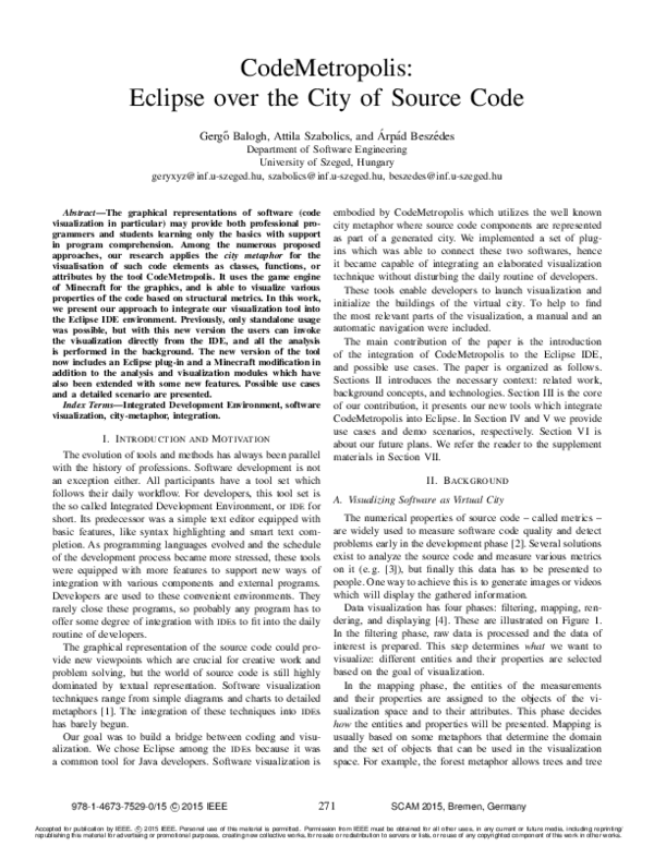 (PDF) CodeMetropolis: Eclipse over the city of source code