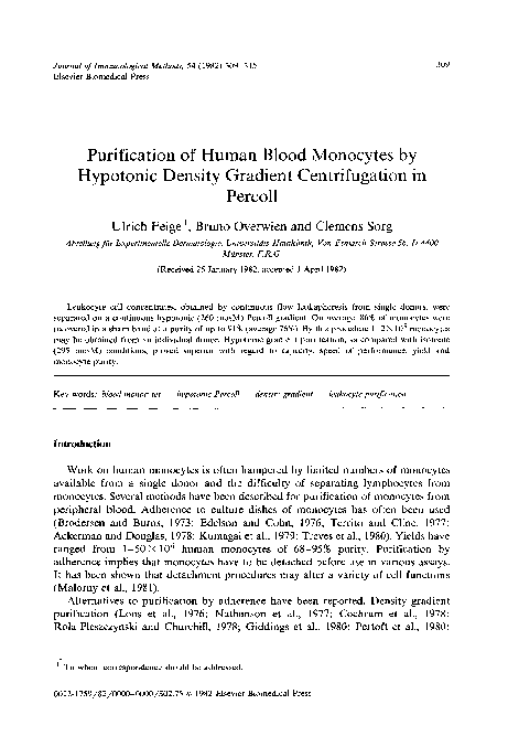 (PDF) Purification of human blood monocytes by hypotonic density ...