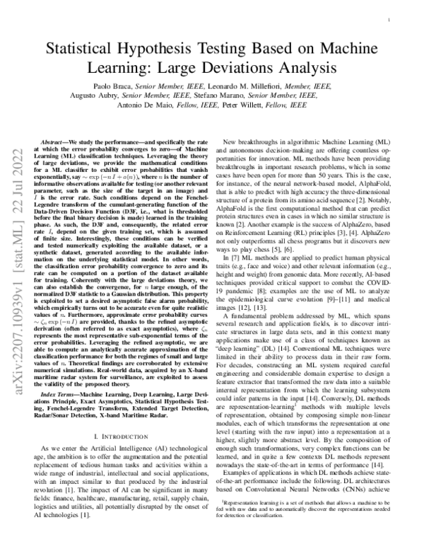 Pdf Statistical Hypothesis Testing Based On Machine Learning Large Deviations Analysis
