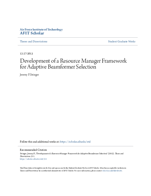 (PDF) Resource Management Framework for Adaptive Beamformer Selection