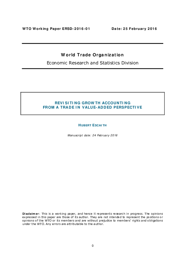 (PDF) From a Trade in Value-Added Perspective | Hubert Escaith - Academia.edu