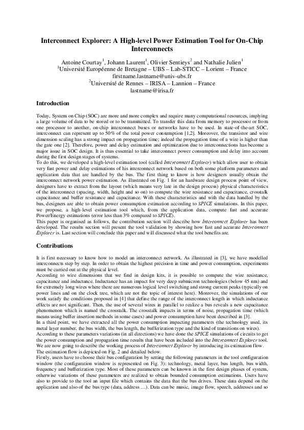 (PDF) Interconnect Explorer: A High-level Power Estimation Tool for On-Chip Interconnects