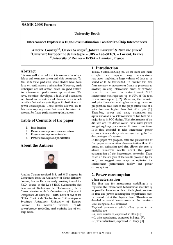 (PDF) Interconnect Explorer: a High-Level Estimation Tool for On-Chip ...
