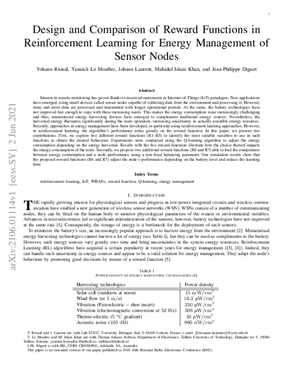 (PDF) Design and Comparison of Reward Functions in Reinforcement ...