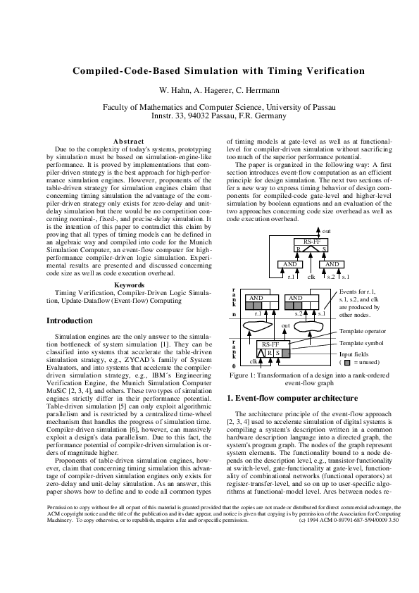 (PDF) Compiled-code-based simulation with timing verification