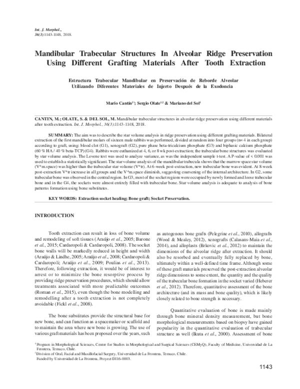 (PDF) Mandibular Trabecular Structures In Alveolar Ridge Preservation Using Different Grafting ...