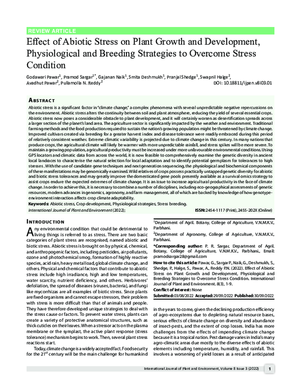 (PDF) Effect of Abiotic Stress on Plant Growth and Development, Physiological and Breeding ...