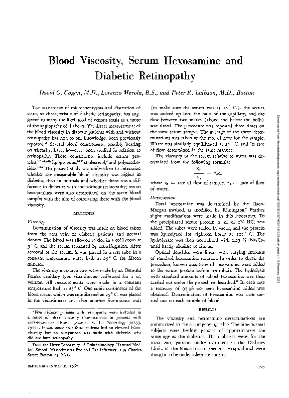 (PDF) Blood Viscosity, Serum Hexosamine and Diabetic Retinopathy