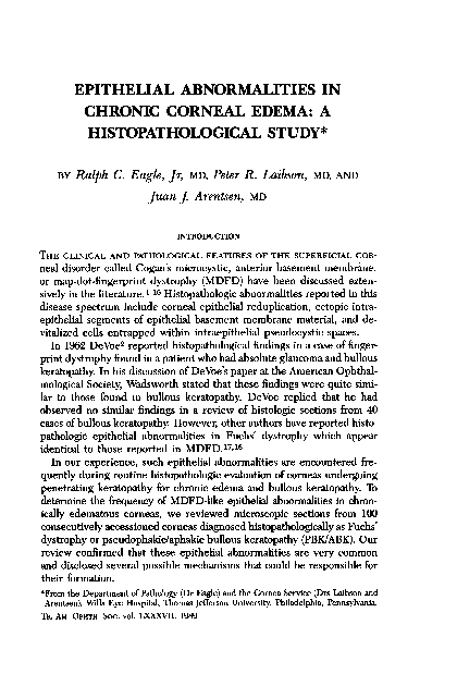(PDF) Epithelial abnormalities in chronic corneal edema: a ...
