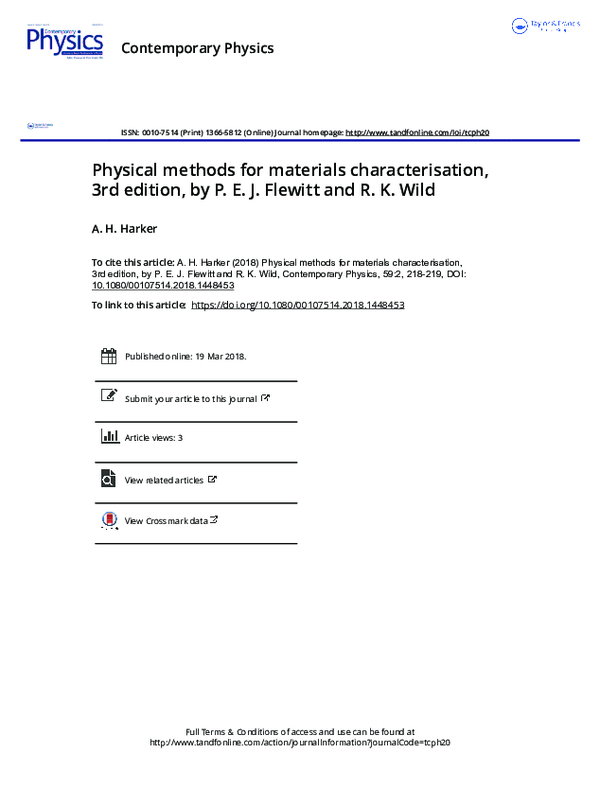 (PDF) Physical Methods for Materials Characterisation