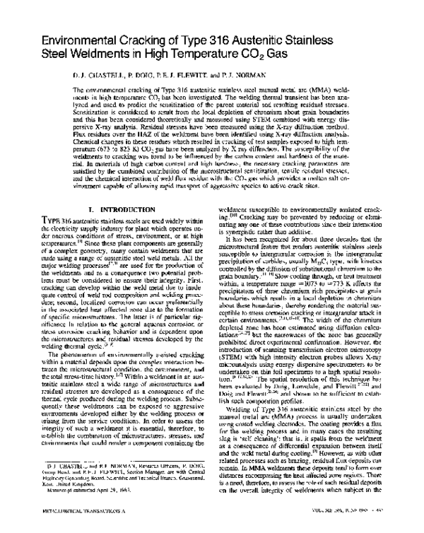 (PDF) Environmental cracking of type 316 austenitic stainless steel ...
