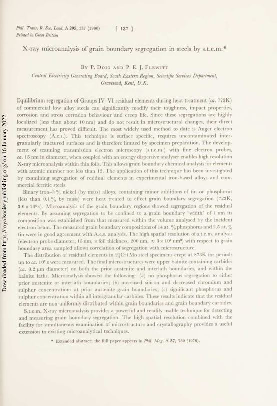 (PDF) X-ray microanalysis of grain boundary segregation in steels by s ...