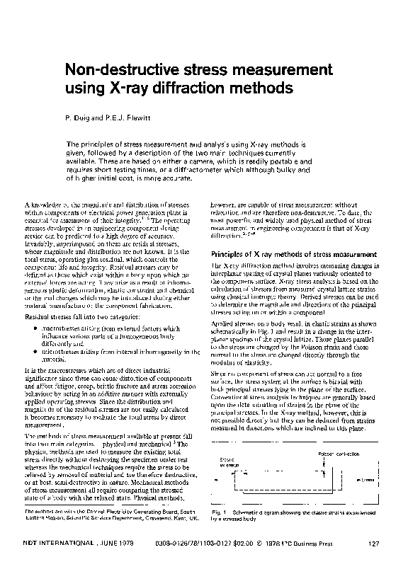 (PDF) Non-destructive stress measurement using X-ray diffraction methods