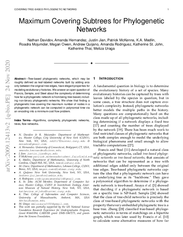 (PDF) Maximum Covering Subtrees for Phylogenetic Networks