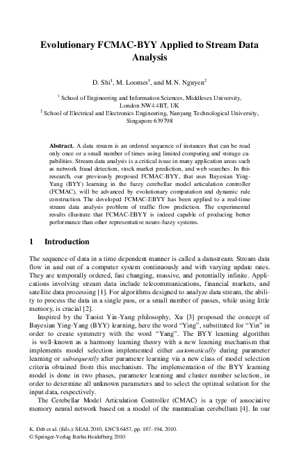 (PDF) Evolutionary FCMAC-BYY Applied to Stream Data Analysis
