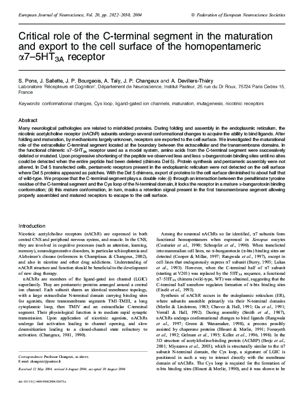 (PDF) Critical role of the C-terminal segment in the maturation and ...
