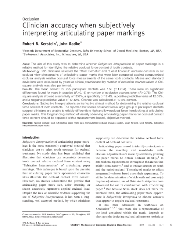 (PDF) Clinician accuracy when subjectively interpreting articulating ...
