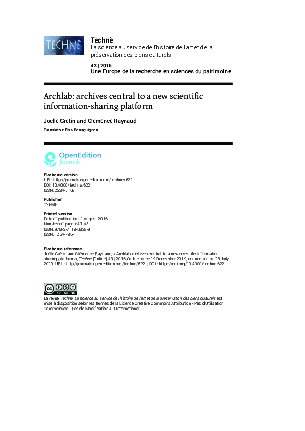 (PDF) Archlab: archives central to a new scientific information-sharing platform