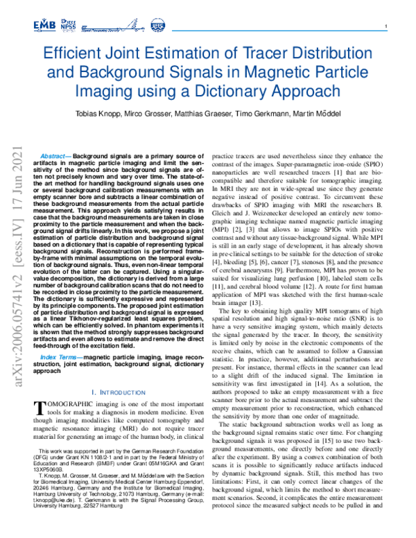(PDF) Efficient Joint Estimation of Tracer Distribution and Background Signals in Magnetic ...