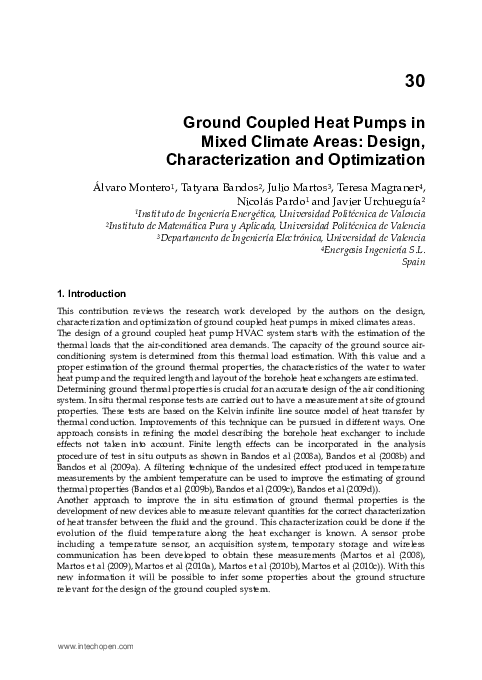 (PDF) Ground Coupled Heat Pumps in Mixed Climate Areas: Design, Characterization and Optimization