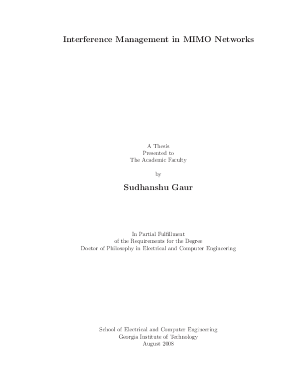 (PDF) Interference management in MIMO networks | Prof. (Dr.) S. Gaur, Neelam Jatolia - Academia.edu