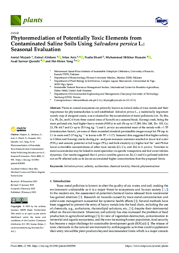 (PDF) Phytoremediation of Potentially Toxic Elements from Contaminated ...
