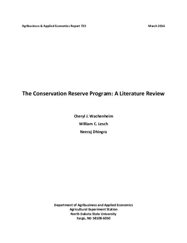 (PDF) The Conservation Reserve Program: A Literature Review