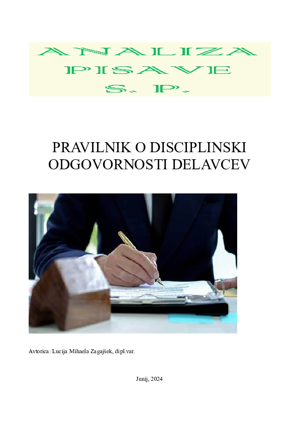 (PDF) PRAVILNIK O DISCIPLINSKI ODGOVORNOSTI DELAVCEV