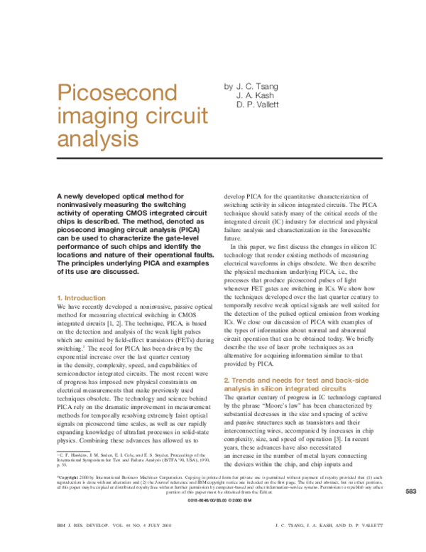 (PDF) Picosecond imaging circuit analysis