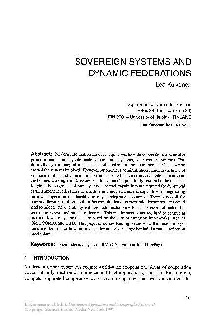 (PDF) Sovereign Systems and Dynamic Federations