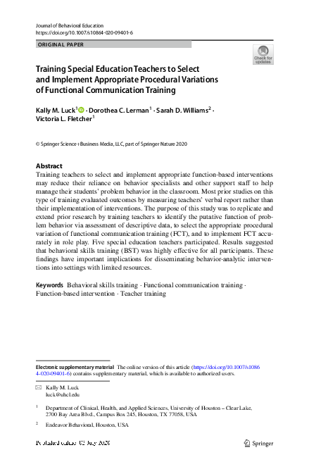 (PDF) Training Special Education Teachers to Select and Implement ...
