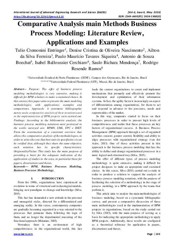 (PDF) Comparative Analysis of Business Process Modeling Methods