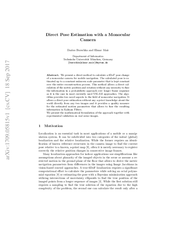 (PDF) Direct Pose Estimation with a Monocular Camera