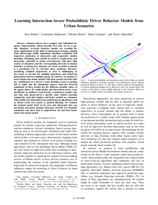 (PDF) Learning Interaction-Aware Probabilistic Driver Behavior Models from Urban Scenarios