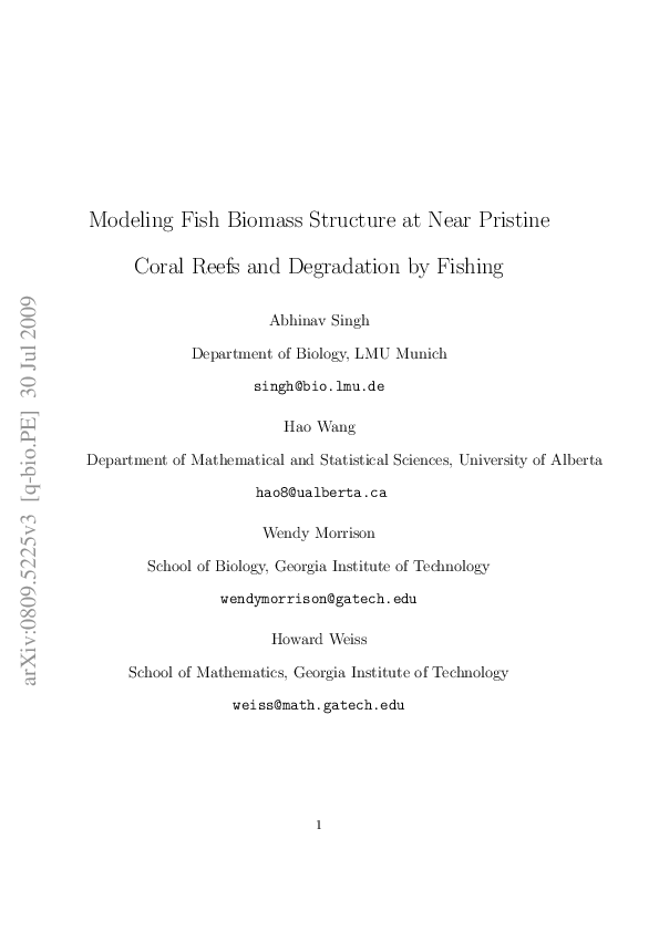 (PDF) Modeling Fish Biomass Structure at Near Pristine Coral Reefs and ...