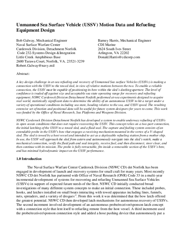 (PDF) Unmanned Sea Surface Vehicle (USSV) Motion Data and Refueling ...