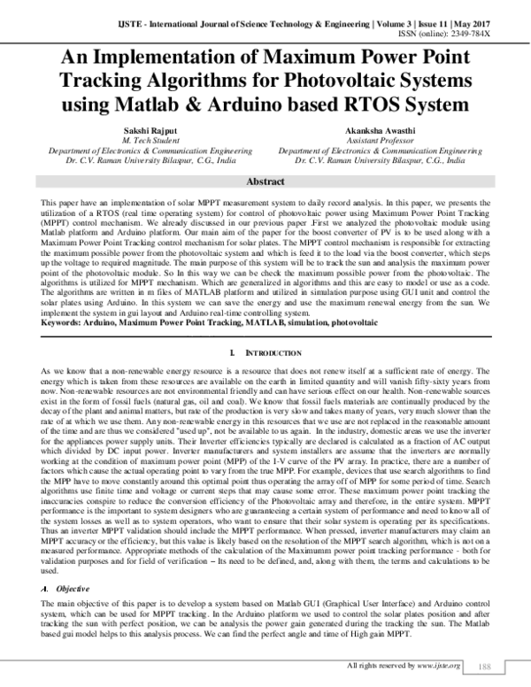 (PDF) An Implementation of Maximum Power Point Tracking Algorithms for Photovoltaic Systems ...