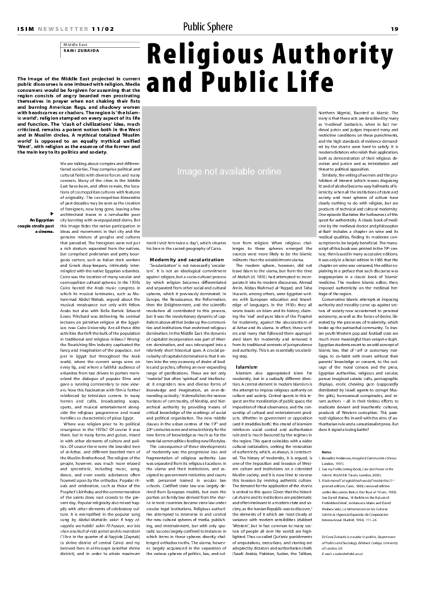 (PDF) Religious authority and public life