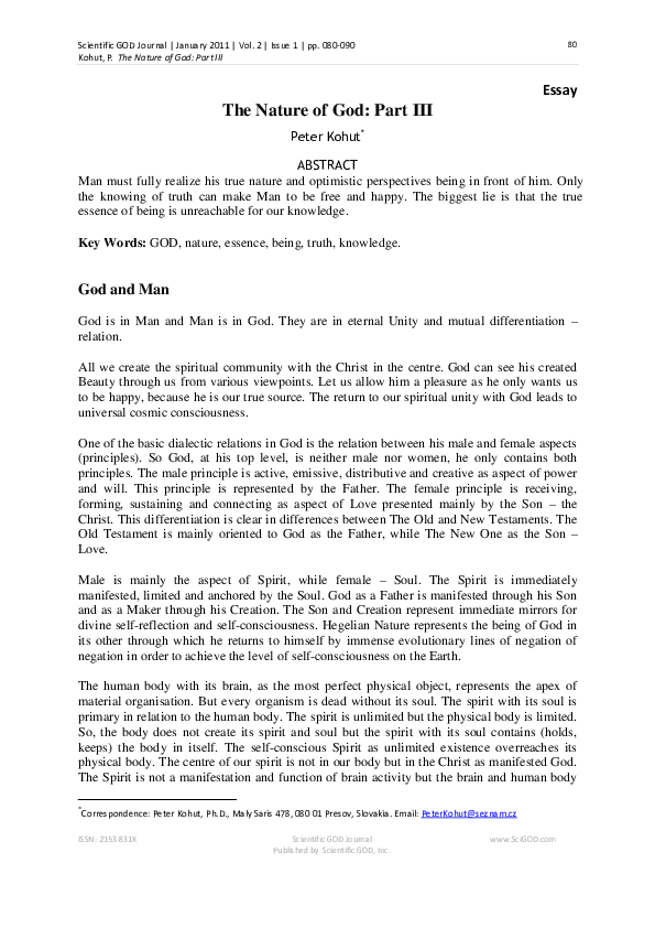 (PDF) The Nature of God: Part III