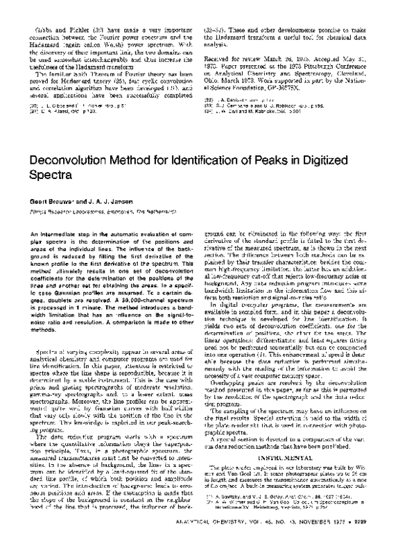 (PDF) Deconvolution method for identification of peaks in digitized spectra