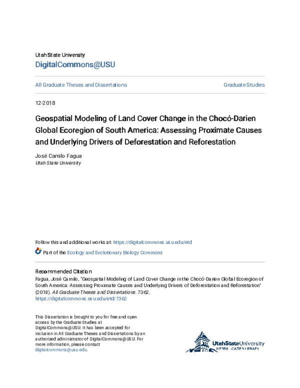 (PDF) Geospatial Modeling of Land Cover Change in the Chocó-Darien ...