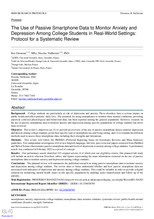 (PDF) The Use of Passive Smartphone Data to Monitor Anxiety and ...