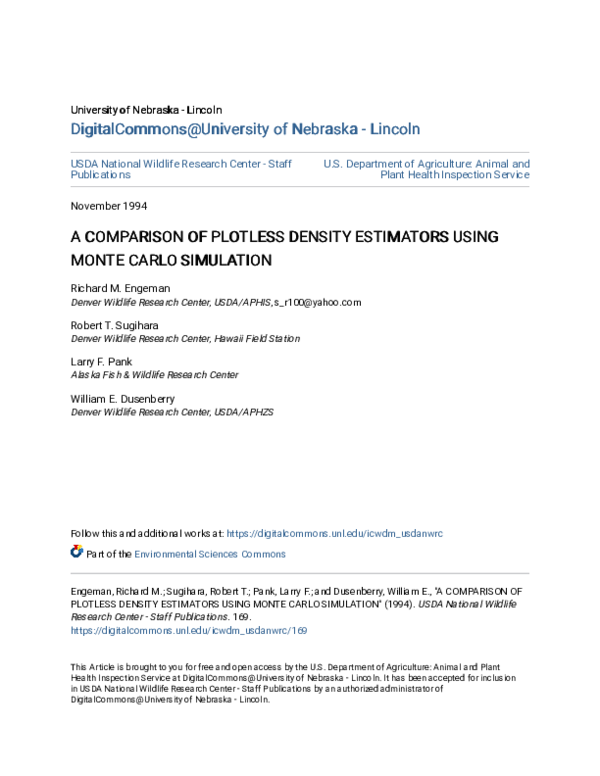 (PDF) A Comparison of Plotless Density Estimators Using Monte Carlo ...