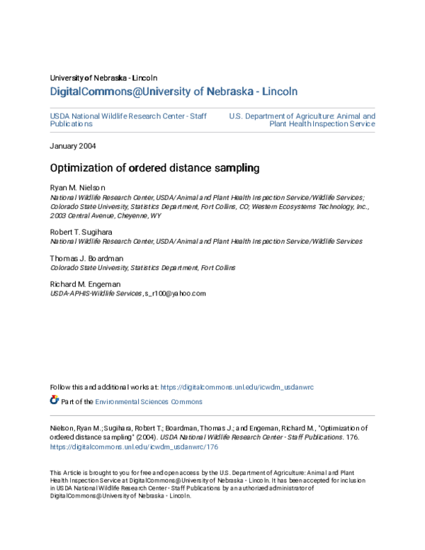 (PDF) Optimization of ordered distance sampling