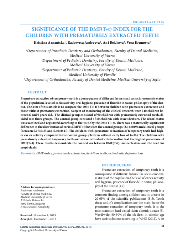 (PDF) Significance of the DMF(T+t) index for the children with ...