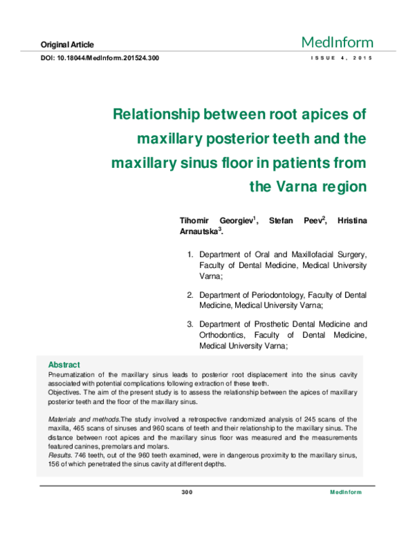 (PDF) Relationship between root apices of maxillary posterior teeth and ...