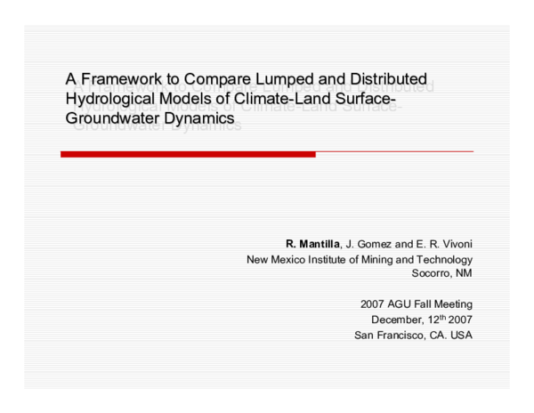 (PDF) A Framework to Compare Lumped and Distributed Hydrological Models ...