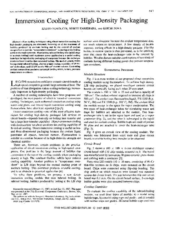 (PDF) Immersion Cooling for High-Density Packaging