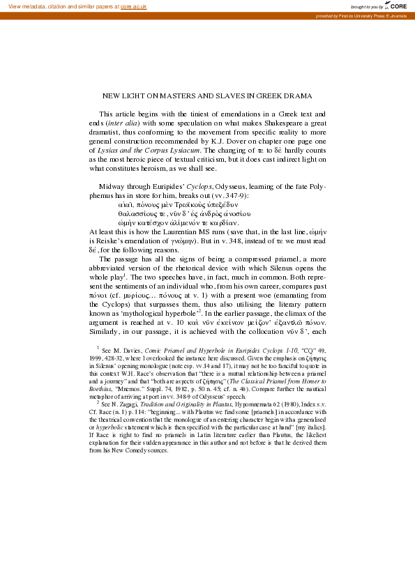 Pdf New Light On Masters And Slaves In Greek Drama Helen Joseph Nephrology