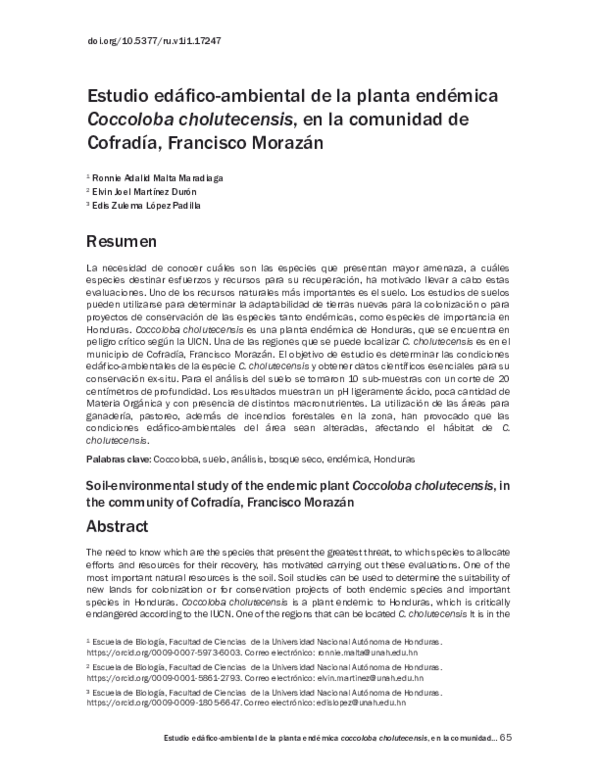 (PDF) Estudio edáfico-ambiental de la planta endémica Coccoloba ...